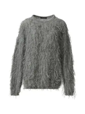 Fabiana Filippi Feather-trim Loop-knit Sweater - Grey