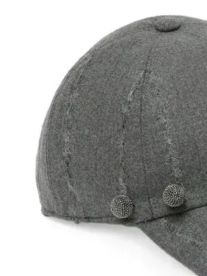Fabiana Filippi Embellished Frayed-detail Baseball Cap