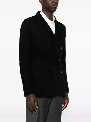 LARDINI Double-breasted Chevron-knit Blazer
