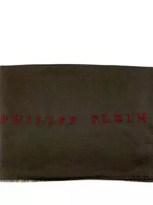 Philipp Plein Logo-embroidered Frayed Scarf
