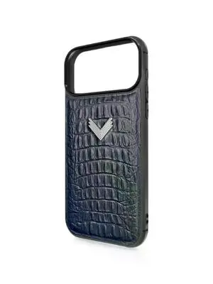 VELANTE Alligator-effect Leather Iphone Case - Blue