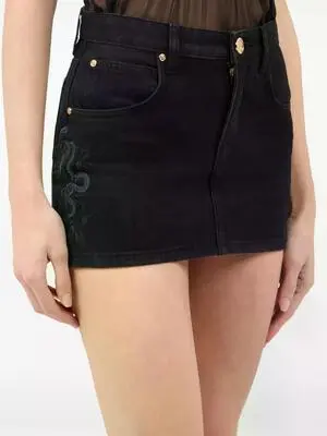 Roberto Cavalli Snake-embroidered Straight Mini Skirt