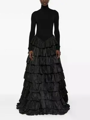 Elisabetta Franchi Ruffled Open-back Maxi Dress - Black