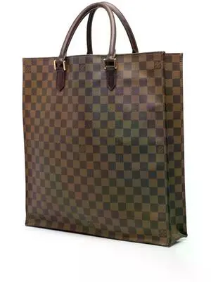 LOUIS VUITTON 2004 Damier Ebene Sac Plat Tote Bag