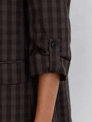 REISS Nolah Petite Wool Check Relaxed Double-breasted Blazer