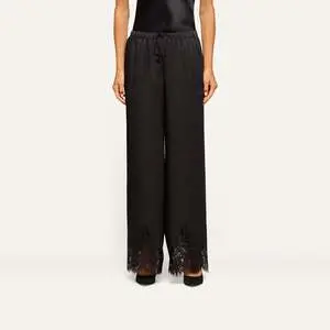 L'Agence Mirel Satin Lace Pants - Black