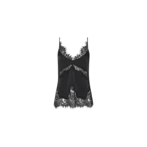L'Agence Mitsu Satin Lace Camisole - Black