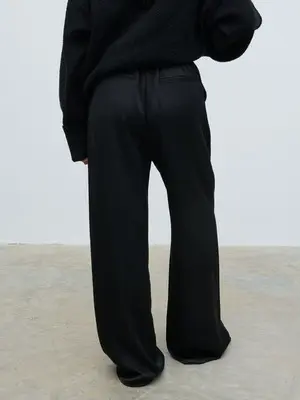 PRETTY LAVISH Breya Satin Drawstring Wide Leg Trouser - Black