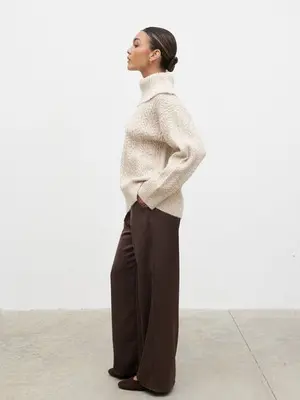 PRETTY LAVISH Blossom Cable Knit Roll Neck Jumper