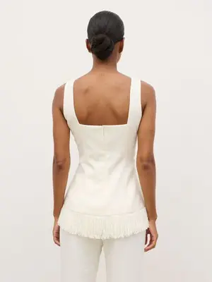 PRETTY LAVISH Verona Fringed Tweed Top