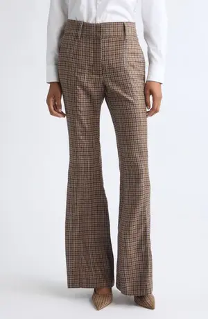 Gabriela Hearst Rhein Check Wool & Silk Flare Leg Pants