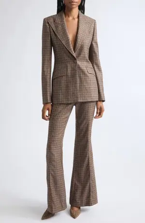 Gabriela Hearst Rhein Check Wool & Silk Flare Leg Pants