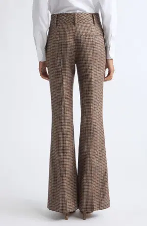 Gabriela Hearst Rhein Check Wool & Silk Flare Leg Pants