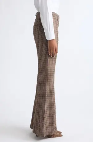 Gabriela Hearst Rhein Check Wool & Silk Flare Leg Pants