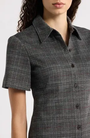 Theory Glen Plaid A-line Shirtdress