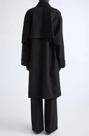 JIL SANDER Oversize Wool Cape Trench Coat