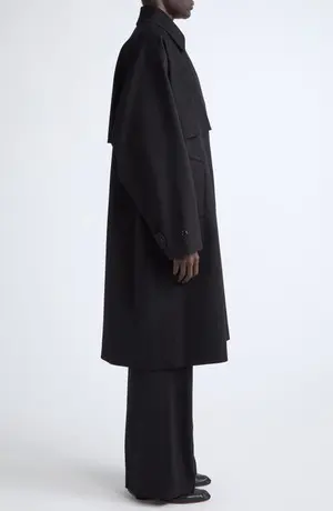 JIL SANDER Oversize Wool Cape Trench Coat