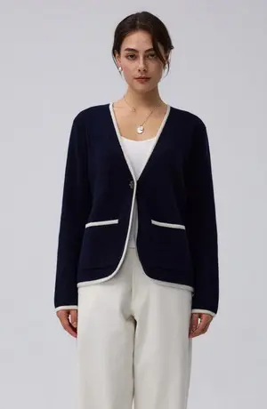JUANA Wool Cashmere Sweater Blazer - Navy