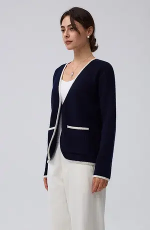 JUANA Wool Cashmere Sweater Blazer - Navy