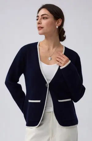 JUANA Wool Cashmere Sweater Blazer - Navy