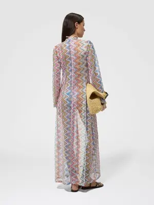 Missoni Long Zig Zag Fabric Cover-up Cardigan