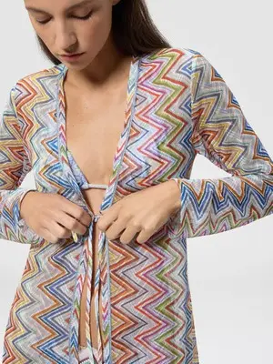 Missoni Long Zig Zag Fabric Cover-up Cardigan