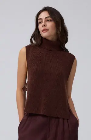 JUANA Wool Cashmere Sweater Vest - Chocolate
