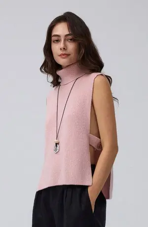 JUANA Wool Cashmere Sweater Vest - Rose