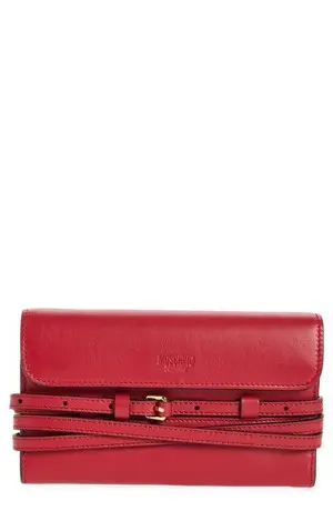 Moschino Soft Leather Wallet On A Chain - Red