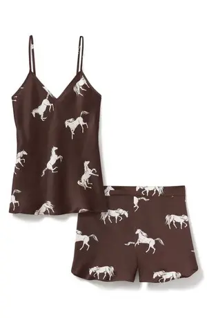 PETITE PLUME Silk Camisole & Shorts Pajama Set