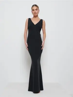 PRETTY LAVISH Esmee Crepe Maxi Bridesmaid Dress - Black