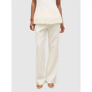 PRETTY LAVISH Verona Tweed Straight Leg Trousers - Cream