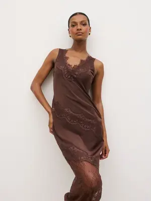 PRETTY LAVISH Curve Robin Slip Lace Maxi Dress