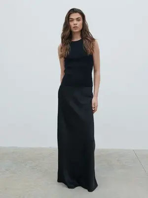 PRETTY LAVISH Breya Satin Maxi Skirt