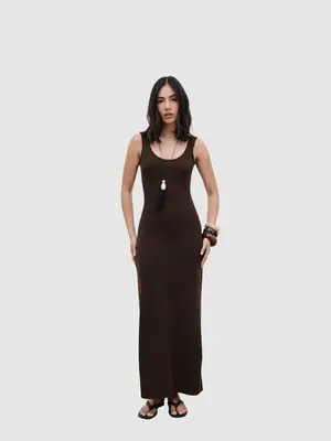 PRETTY LAVISH Dora Scoop Neck Maxi Dress - Brown