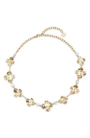 Cult Gaia Lucky Imitation Pearl Floral Choker