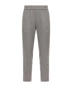 Moncler Leather Logo Flannel Pants - Grey