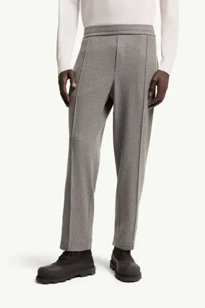 Moncler Leather Logo Flannel Pants