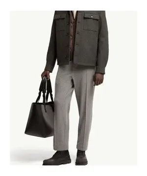 Moncler Leather Logo Flannel Pants