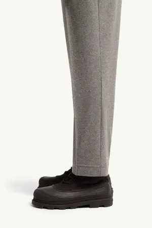 Moncler Leather Logo Flannel Pants