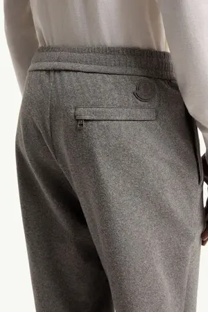 Moncler Leather Logo Flannel Pants