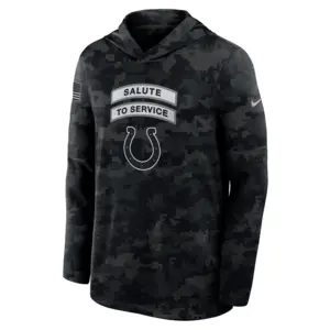 Nike Indianapolis Colts Salute To Service Sideline Dri-fit Nfl Long-sleeve Hooded Top - Black
