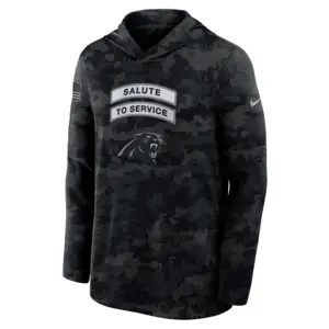 Nike Carolina Panthers Salute To Service Sideline Men's Dri-fit Nfl Long-sleeve Hooded Top Black