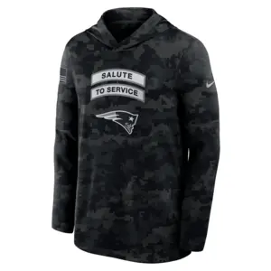 Nike New England Patriots Salute To Service Sideline Dri-fit Nfl Long-sleeve Hooded Top - Black