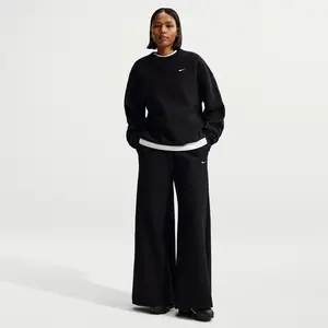 Nike Studio Fleece Heavyweight Mid-rise Wide-leg Pants - Black