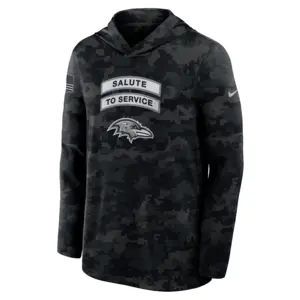 Nike Baltimore Ravens Salute To Service Sideline Dri-fit Nfl Long-sleeve Hooded Top - Black