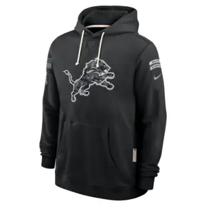 Nike Detroit Lions Salute To Service Sideline Dri-fit Nfl Pullover Hoodie - Black