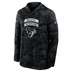 Nike Houston Texans Salute To Service Sideline Dri-fit Nfl Long-sleeve Hooded Top - Black