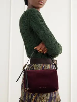 Etro Velvet And Leather Patchwork Shoulder Bag