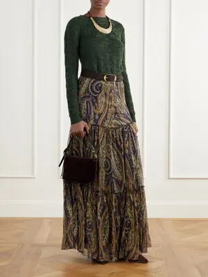 Etro Velvet And Leather Patchwork Shoulder Bag